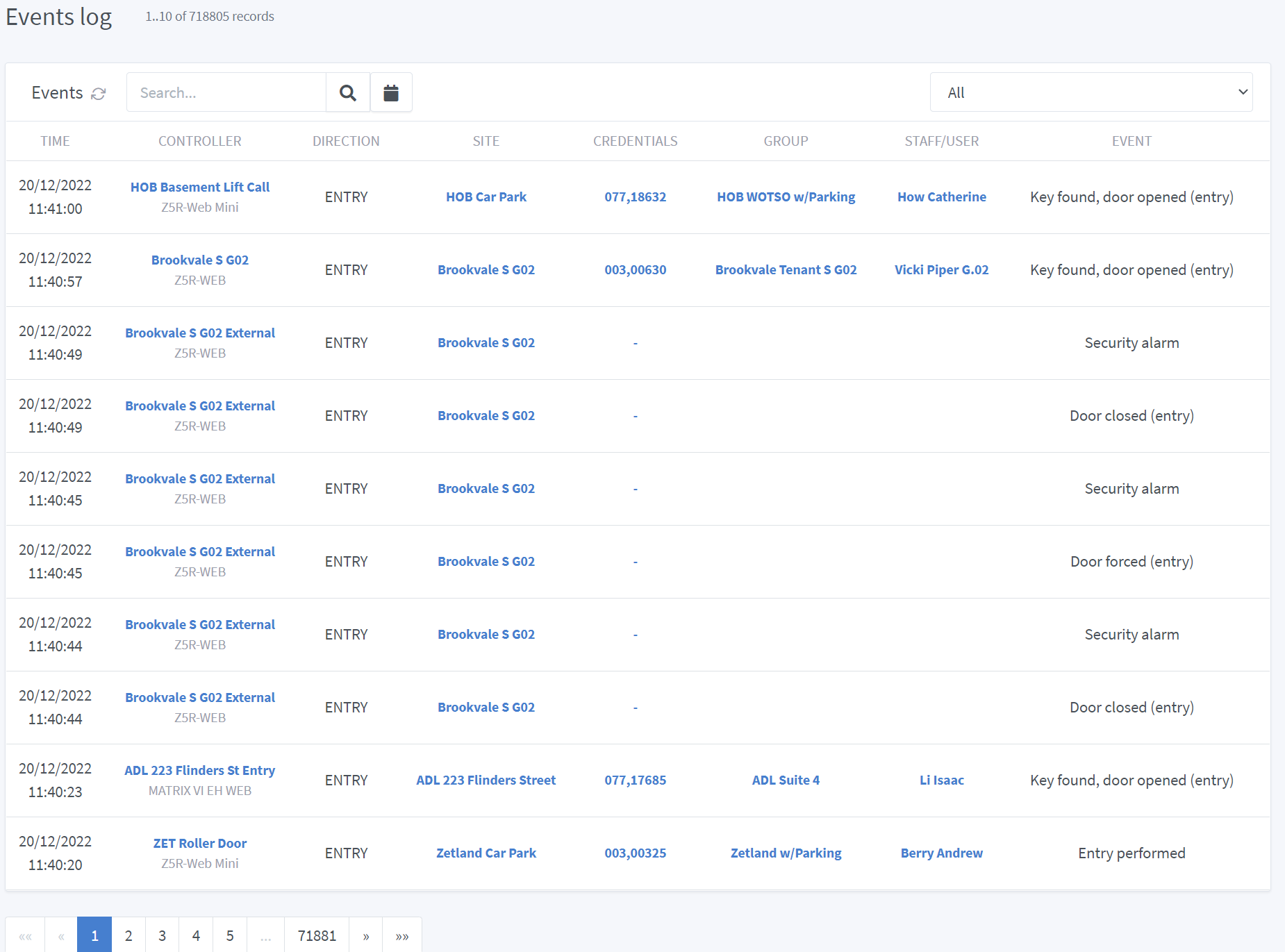 Events Log - User manual